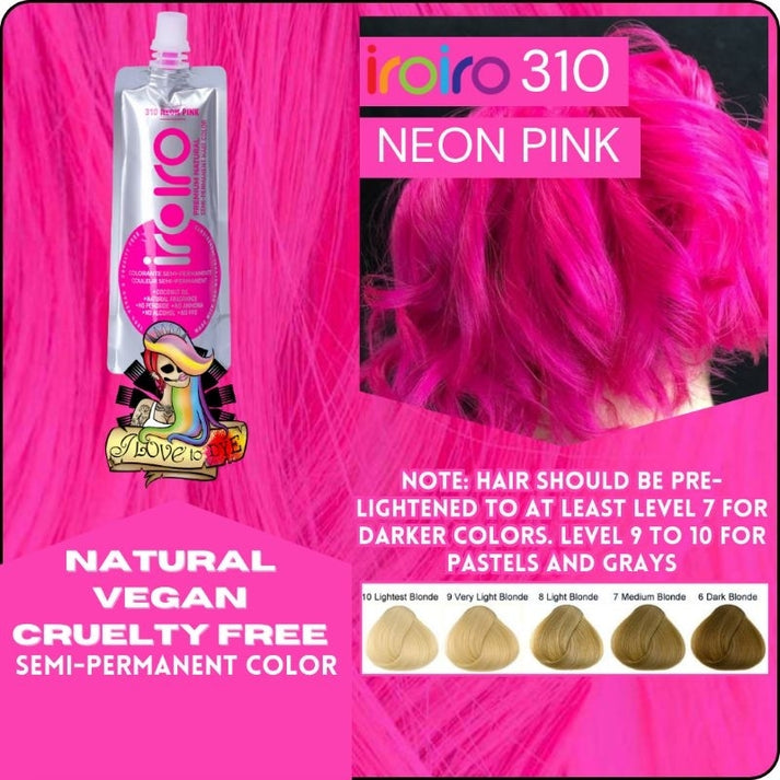 Iroiro 310 UV Reactive Neon Pink Semi-Permanent Hair Color – Gwyshop